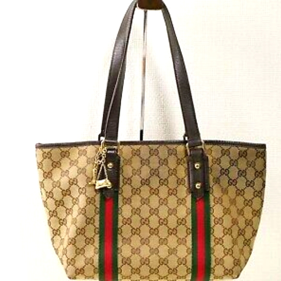 Gucci | Bags | Authentic Gucci Sherry Line Gg Canvas Tote Bag Handbag ...